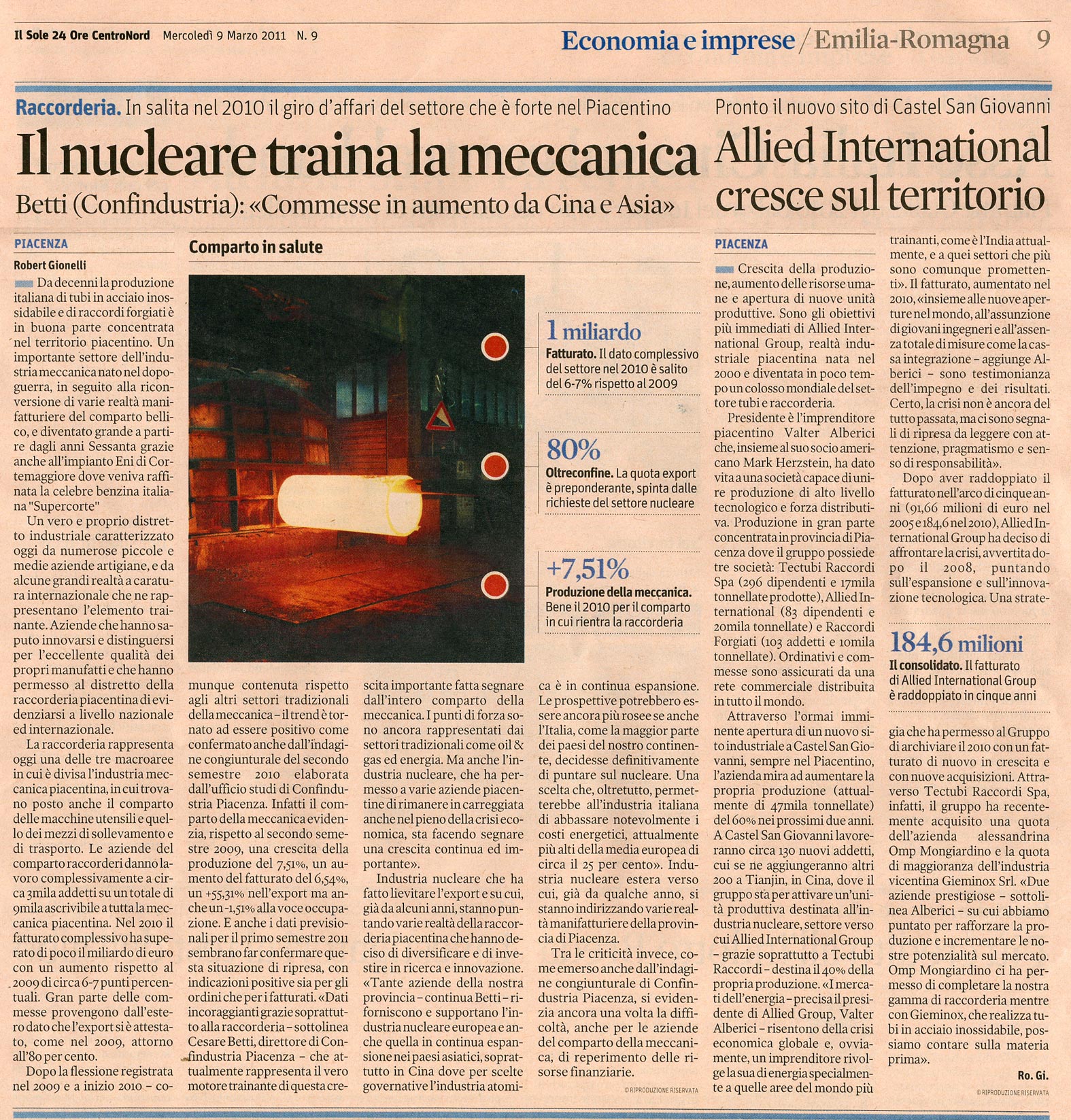 Beyond the crisis. OMP Mongiardino and Gieminox acquired, the Tectubi ...